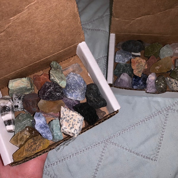 MINIATURE Crafters Collection Box: Gems Crystals Natural Raw Minerals ...