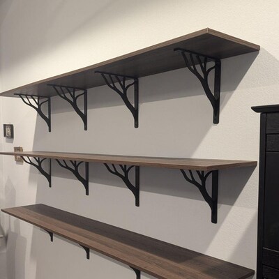 Heavy Duty White Metal Tree Branch Shelf Bracket, Rustic Steel Shelf ...