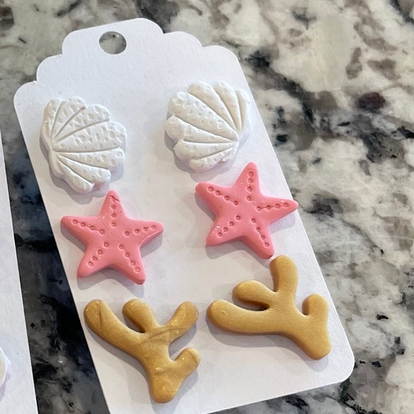 Ocean Clay Cutter Stud Pack 5 Cutter Set Sea Snail Coral Shell Starfish ...