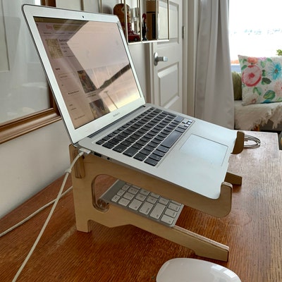 HIGH Wooden Laptop Stand for Desk, Removable Stand, Stand With Storage ...
