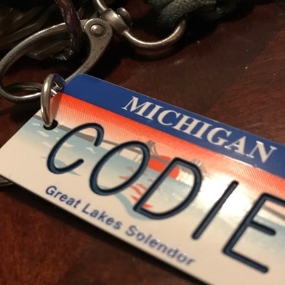 Personalized Michigan State License Plate Keychain Tag Vintage Machine ...