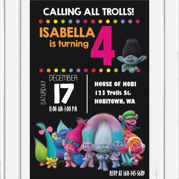 CUSTOMIZED Printable Trolls Chalkboard Sign KEEPSAKE - Etsy