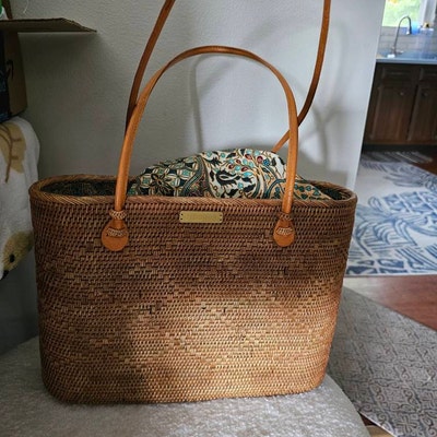 Leather Rattan Purse, Cane Webbing Clutch, Handmade Summer Purse ...