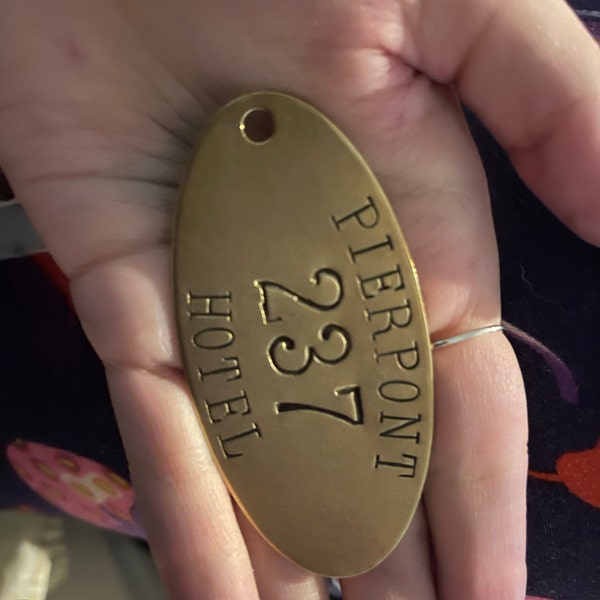 Custom Hand Stamped Hotel Room Key Tags - Brass Key Chain Fob - Brass ...