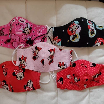Minnie Mouse Face Mask 3 Layers W/ Filter Pocket Removable Nose Wire ...
