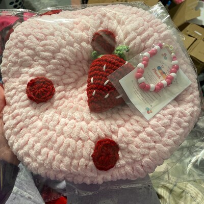 Strawberry Shortcake and Friends Inspired, ANGEL CAKE Crochet Adult Bucket Hat, Rave Hat - Etsy