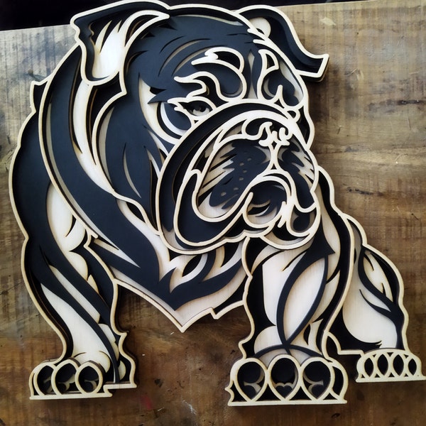 English Bulldog Multilayer SVG: 3D Layered Dog Paper Cut (digital ...