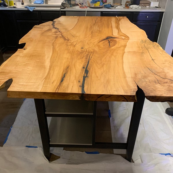 Rustic Live Edge Countertop Dining Table Natural Claro Walnut Raw Wood ...