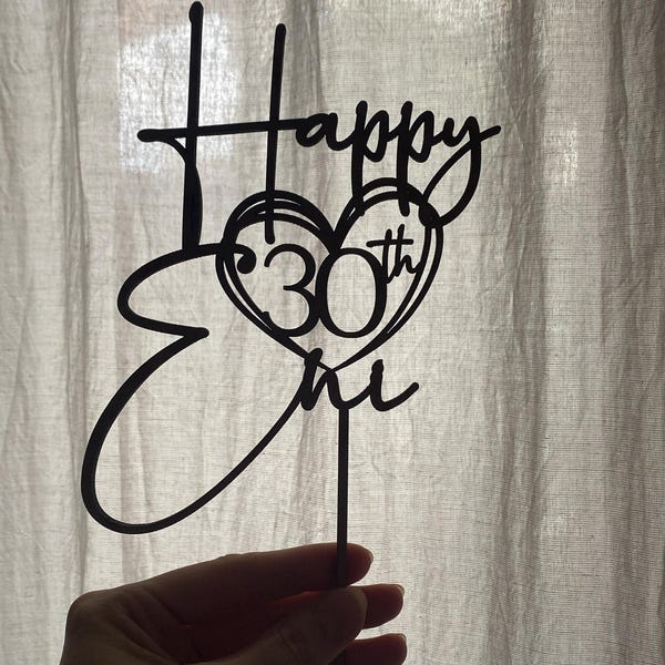 Happy 30th Birthday Cake Topper, Happy Birthday Cake Topper, Custom ...