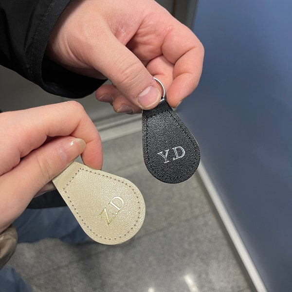 Personalised Leather Keyring Key Fob With Initials. Monogram Gift for ...