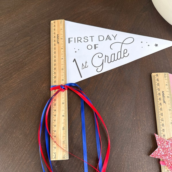 First Day of 1st First Grade Pennant Flag Printable Homeschool School ...