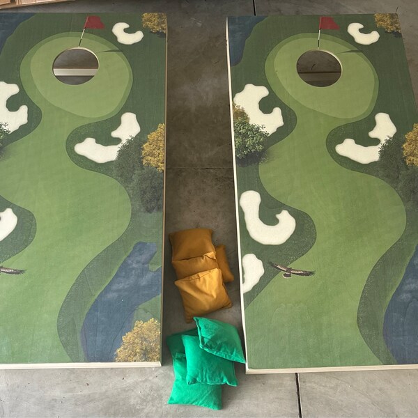 Hole in One Cornhole Set With Bags - Golf Cornhole Set - Golf Cornhole ...
