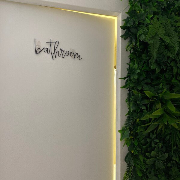 Wire Word - ‘bathroom' Wall/door Sign. Wire Art, Bathroom, Scandi, Wall ...