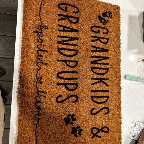 Grandkids and Grandpups Spoiled Here Doormat for Grandma Welcome Mat ...