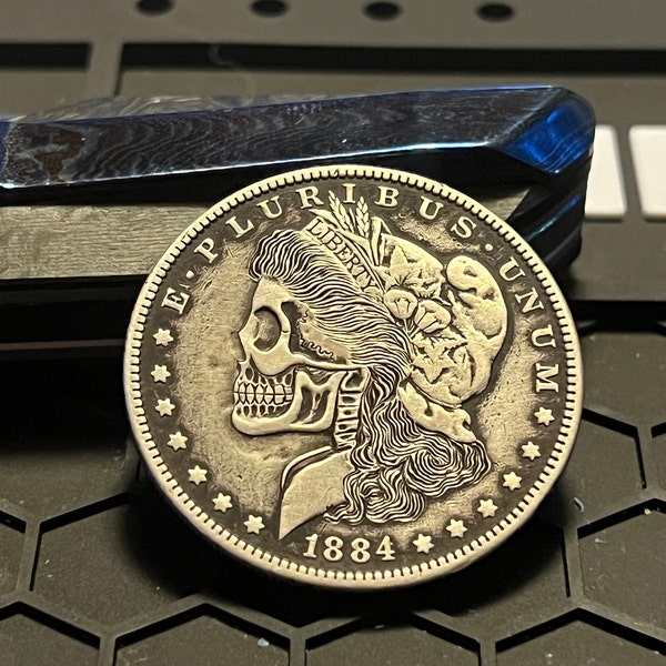 Hobo Nickel Skull by M.J. Petitdemange Engraved 90% Silver JFK Coin ...