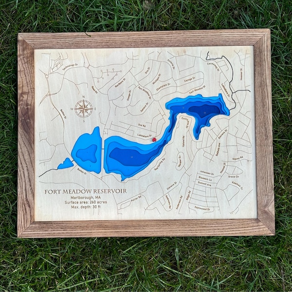 Digital File PDF, SVG Oneida Lake, New York Map, Bathymetric Depth ...