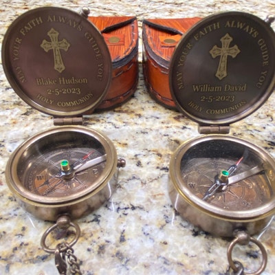 Baptism Compass, First Holy Communion Compass, Engraved Compass for ...