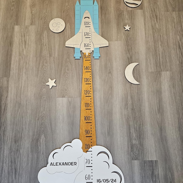 Personalized Space Themed Growth Chart Wooden Growth Chart Rocket Ship ...