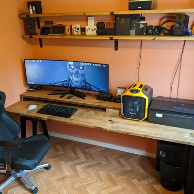 Bespoke Rustic Gaming Desk With A Frame Industrial Legs - Etsy