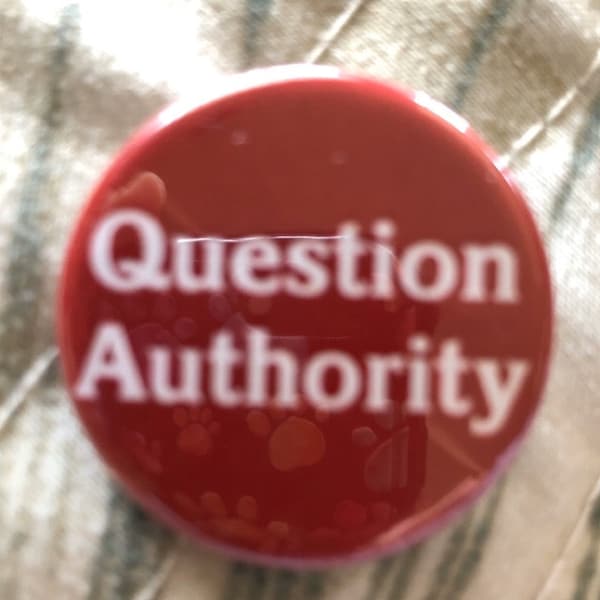 Unworn Retro 80s question Authority BUTTON, in Like New Condtion - Etsy
