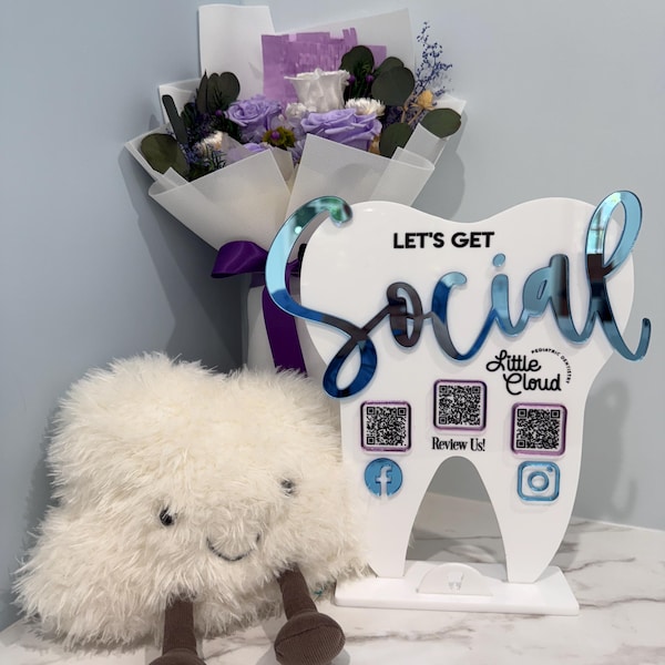 Custom Personalized Dental QR Code Social Media Sign for Dental Offices ...