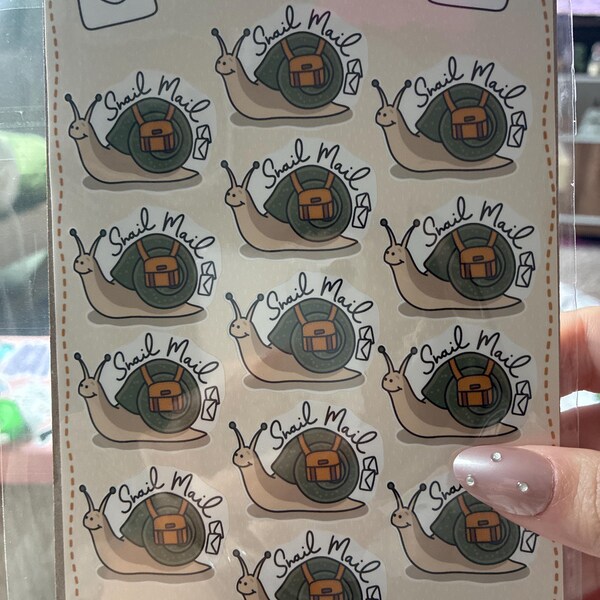 Snail Mail Sticker Sheet - Cute Snail Stationary Stickers - Envelope ...
