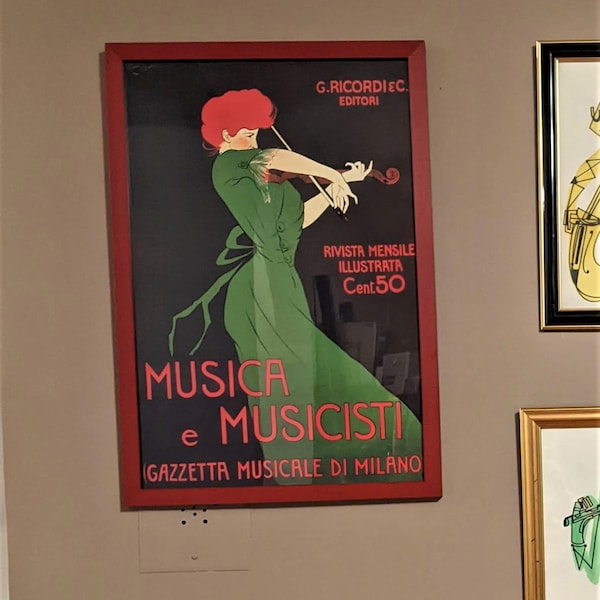 Musica Musicisti Music Woman Playing Violin Italy Cappiello Vintage ...