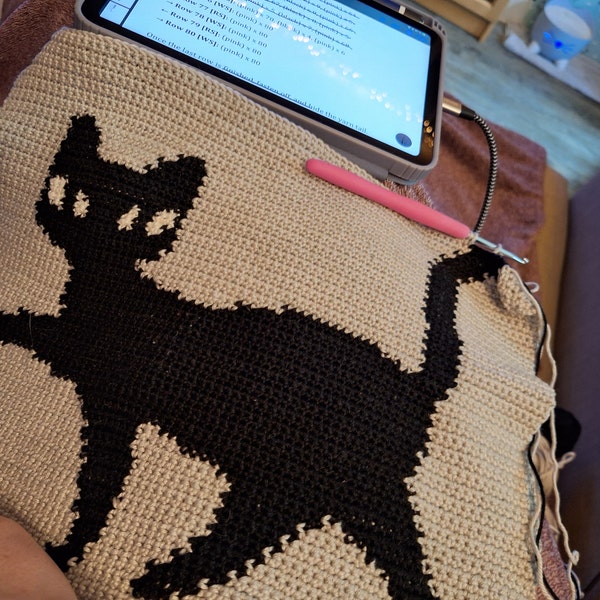 Cute Cat Bag Pattern, Crochet Tote Bag Pattern, Crochet Black Cat ...
