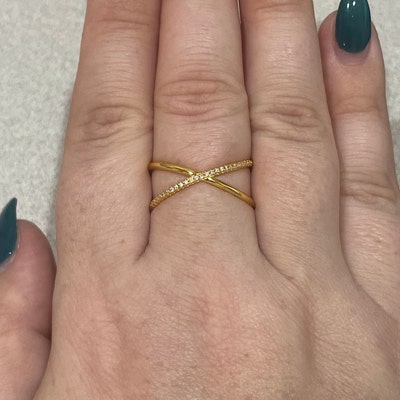Pave X Ring by Caitlynminimalist Criss Cross Diamond Ring Eternity Ring ...