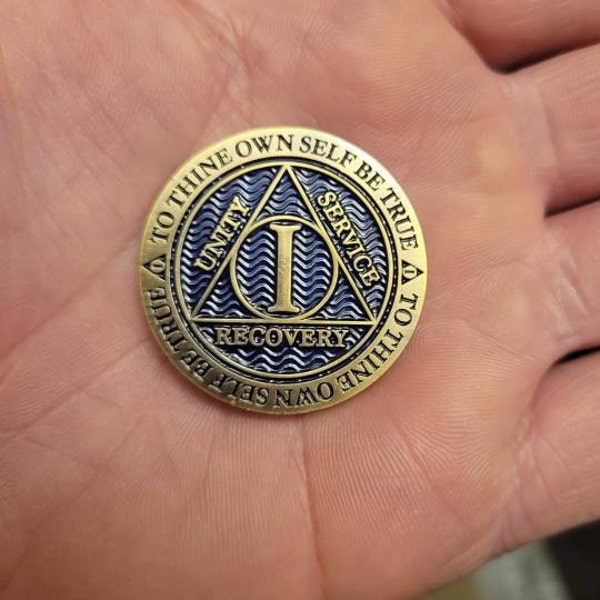 1 2 3 4 5 6 7 8 9 or 10 Year AA Medallion Antique Bronze and Blue ...