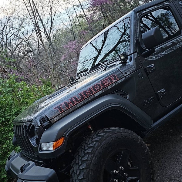 Custom Black Lettering Sticker Decal for Hood With an Outline Set of 2 ...