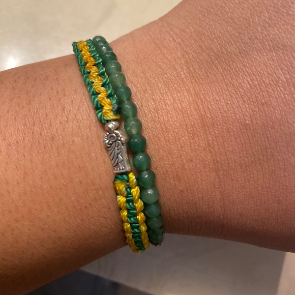 San Judas Tadeo Bracelet: Green Evil Eye, Catholic Protection, Jade ...