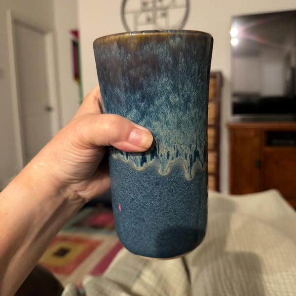 Large Handmade Fluted Agateware Stoneware Jar: Artisan Crafted Pottery ...