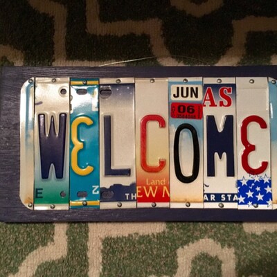 WELCOME Outdoor Custom License Plate Sign, Door Sign, Back Porch, Patio ...