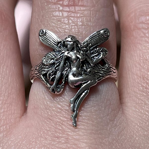 Beautiful Sterling Silver Ring With Faerie Fairy Design - Etsy