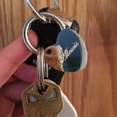 Personalized Silver Heart Keychain Engraved Free - Etsy
