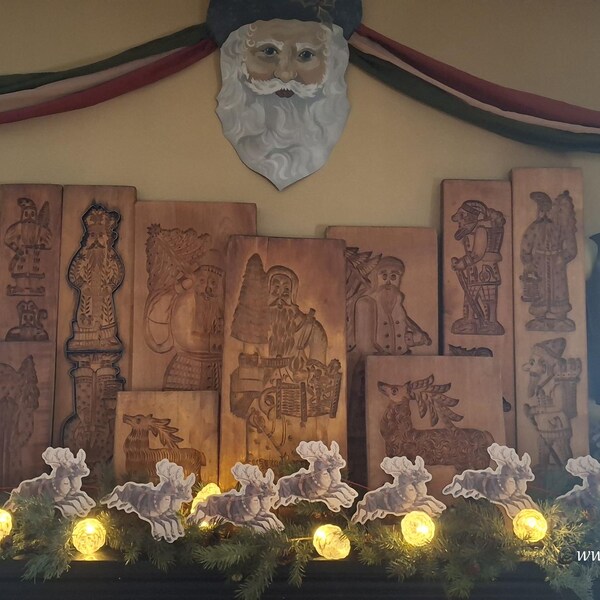 Mamelok Frieze Garland Vintage Style 10 Die Cut Christmas Santa, Toys ...