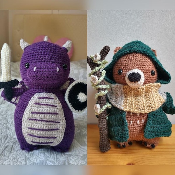 Dragon Knight, Druid Bear | 2in1 PDF Crochet Amigurumi Pattern Bundle ...