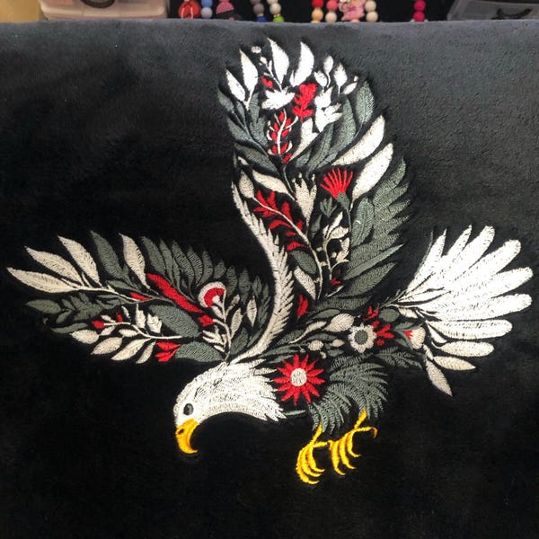 Floral Eagle Embroidery Design, Flight Bird Embroidery Design, Stunning ...