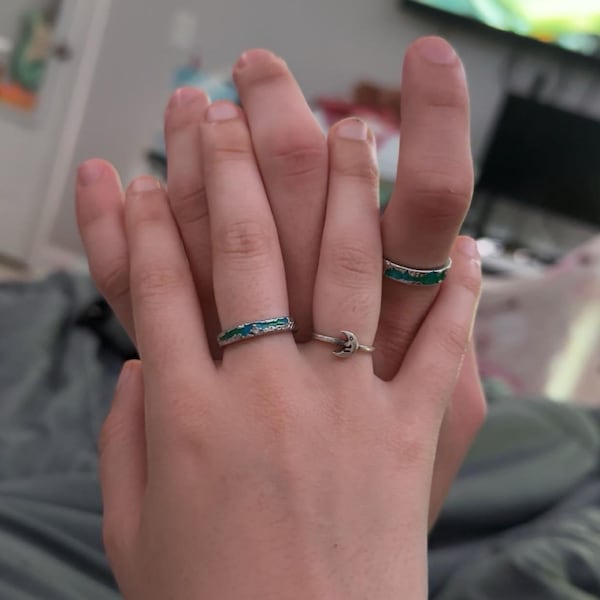 Personalized Sliver Initials Couple Rings, Matching Rings, Promise ...