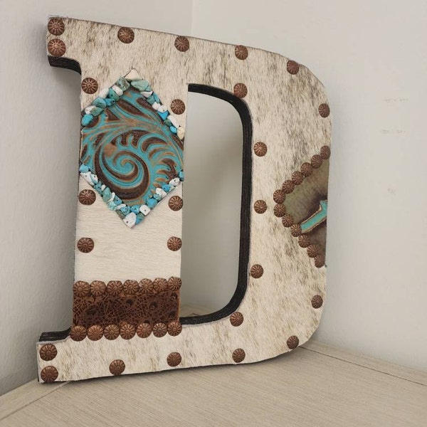Cowhide Letters 9” - Personalized Western Wall and Shelf Decor *made to ...