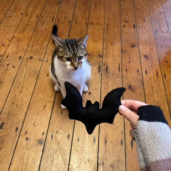 Black Bat Cat Wand Catnip Toy, Gift for Cat Lovers, Gift for Kittens ...