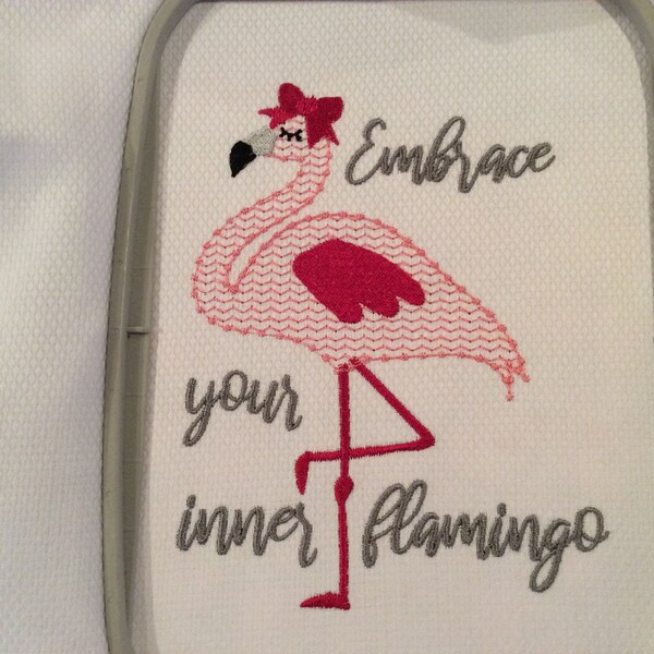 Cute Flamingo Machine Embroidery Pes Files, Pink Flamingo Embroidery ...