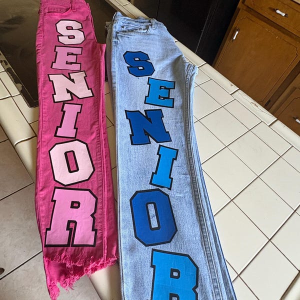 Senior Letters Iron-on Decals Sized for Jeans: DIY Graduation Outfit - Etsy