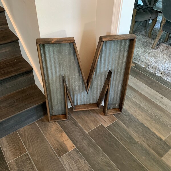 Large Metal Letters, 3D Rustic, Chunky Thick Metal Initials, Stained or ...