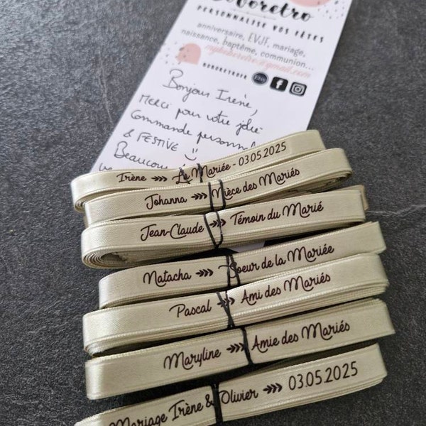 Bracelet ruban satin simple personnalisé (EVJF, Mariage, anniversaire ...