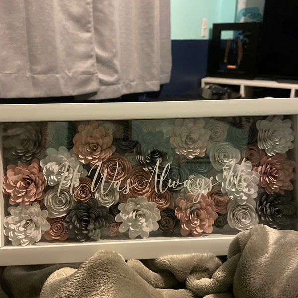 Personalized 6x14 Shadow Box With Paper Flowers - Etsy