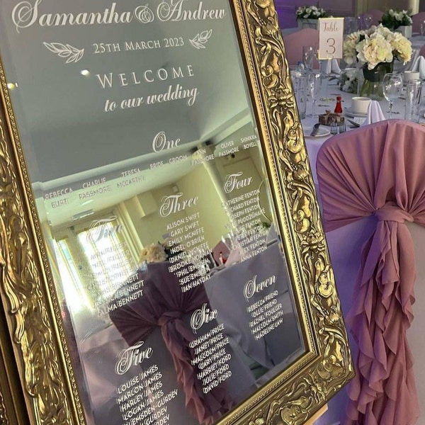 Mirror Wedding Table Plan • Vinyl Lettering/vinyl Stickers • DIY ...