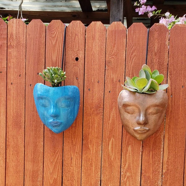 Face Concrete Wall Planter - Etsy