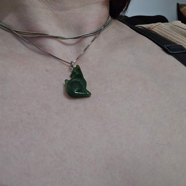 Canadian Nephrite Jade Wolf Pendant, Wolf Necklace, Natural Jade - Etsy